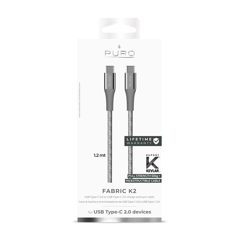 USB-C към USB-C кабел, Pure, 1,2 м, сив - eMAG.bg