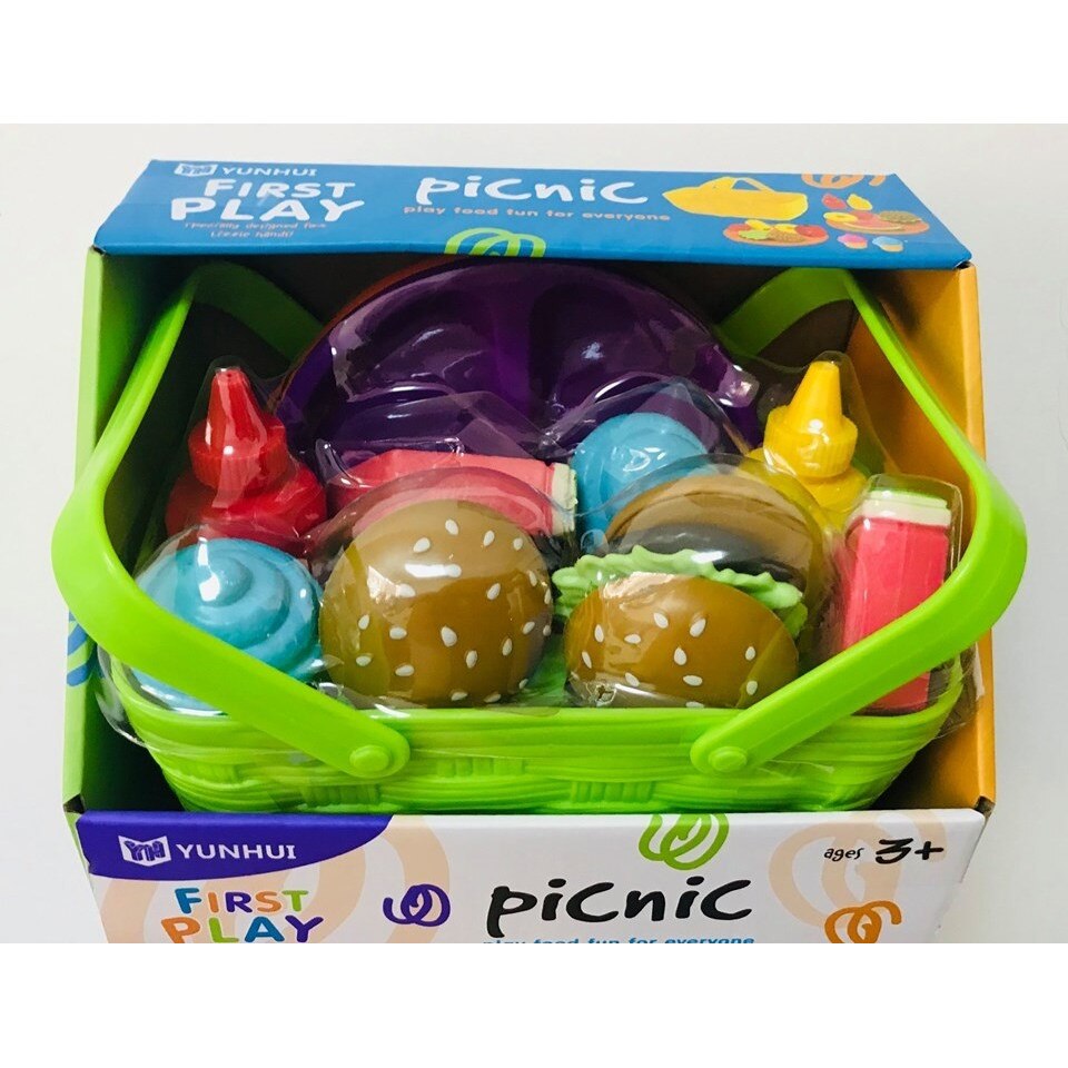 Joc picnic pentru copii, hamburger, fructe, RayaLand, material ...