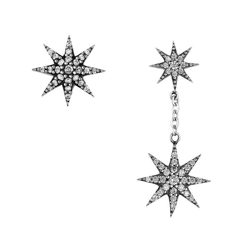 Cercei cu surub argint 925, Krassus North Star, cu Zirconiu, asimetrici ...