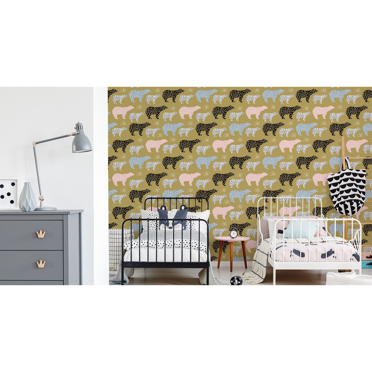 Tapet Copii Ursuleti Colorati Stil Scandinav, Fototapet 53cm x 10m ...