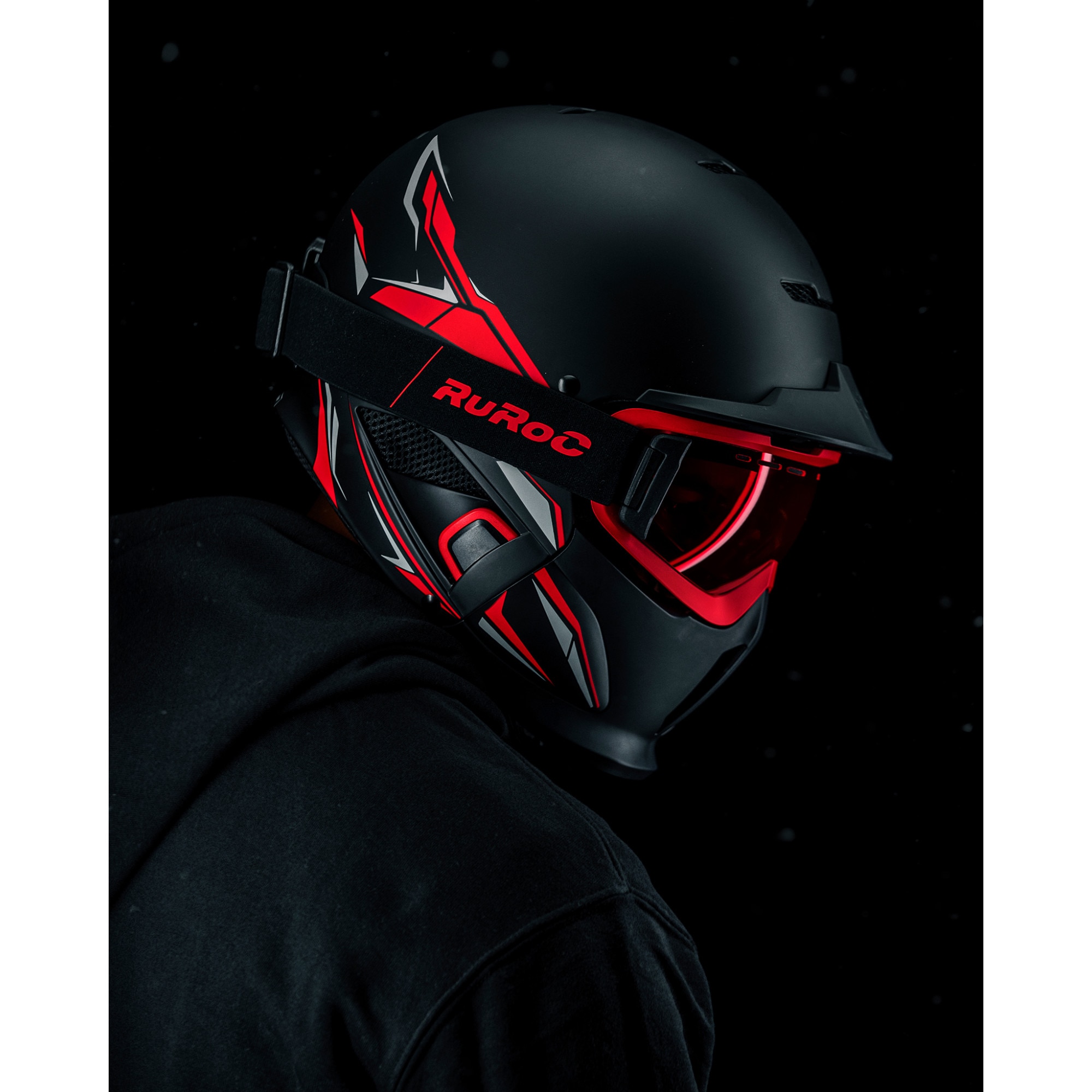 Casca Ruroc, model RG1-DX Chaos Inferno, culoare negru rosu, M/L - eMAG.ro