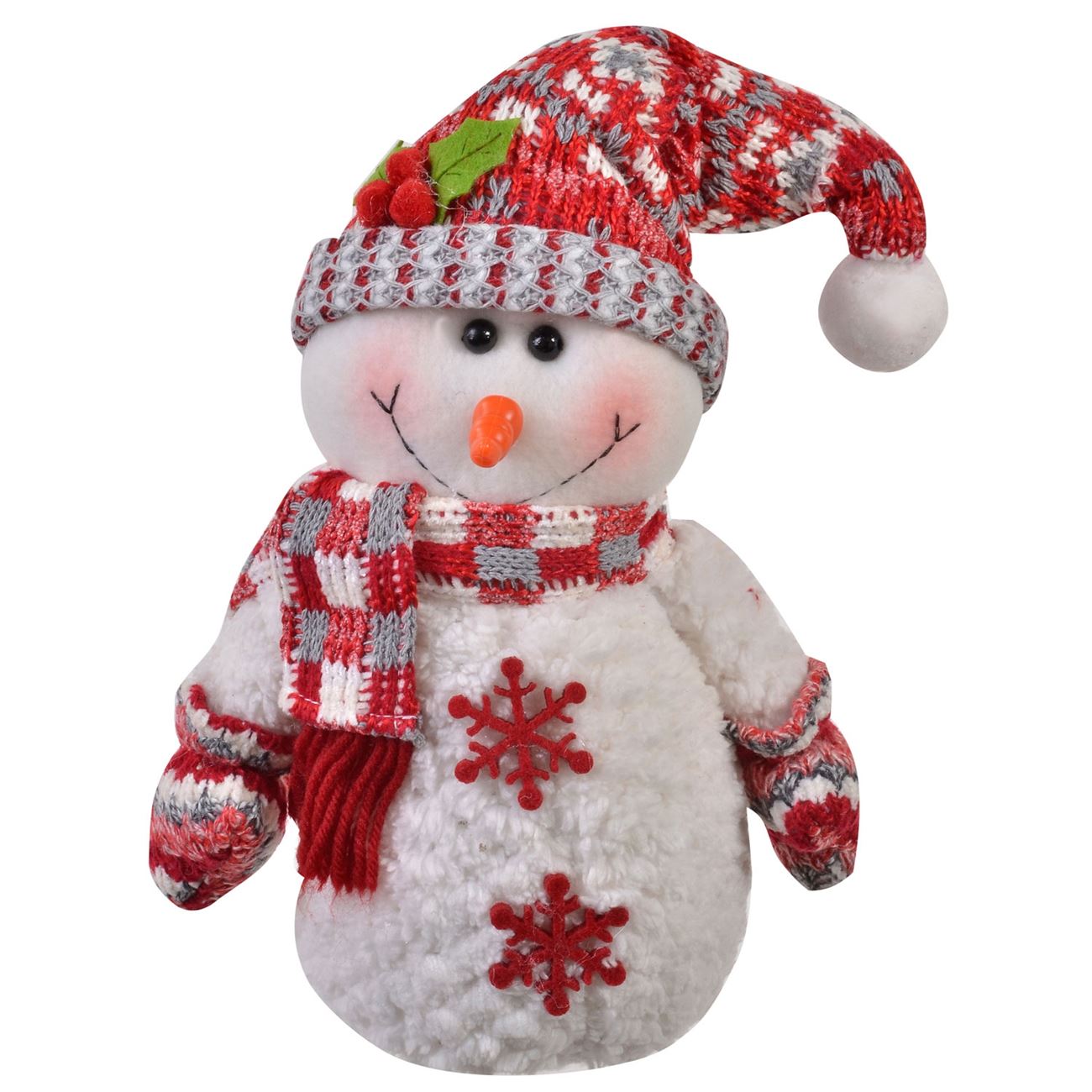 Figurina Om De Zapada Pufos Cu Nasturi Forma Fulg De Zapada Rosii 30cm Emagro