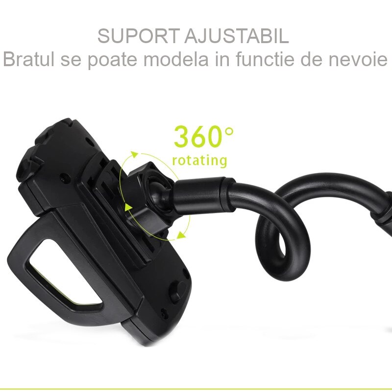Suport auto universal Golf, brat flexibil, suport rotativ, fixare ...
