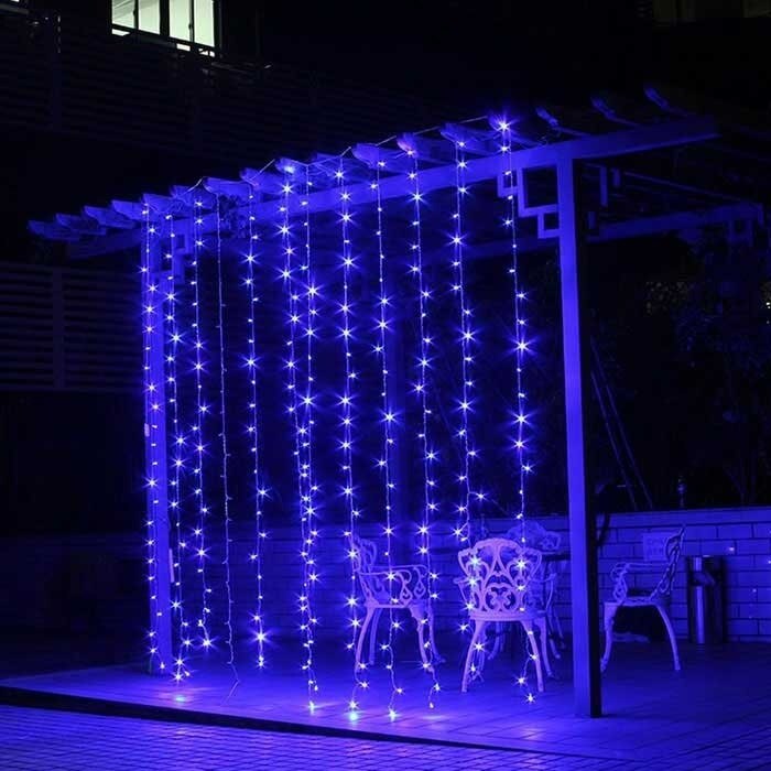 Instalatie de Craciun Tip Ploaie/Perdea Fir Negru 5 m X 1 m 200 Leduri ...