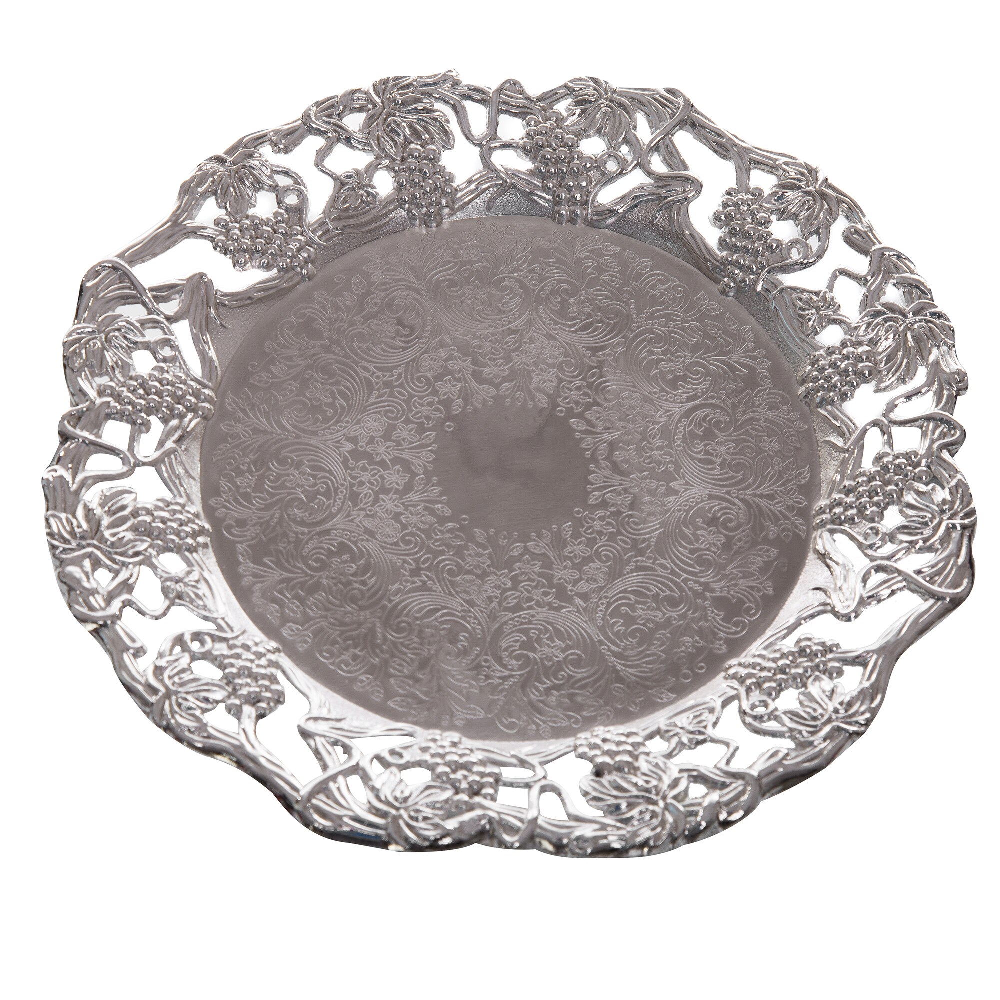 Fructiera argintata ,cu margini perforate 25,5X 25.5x8cm - eMAG.ro