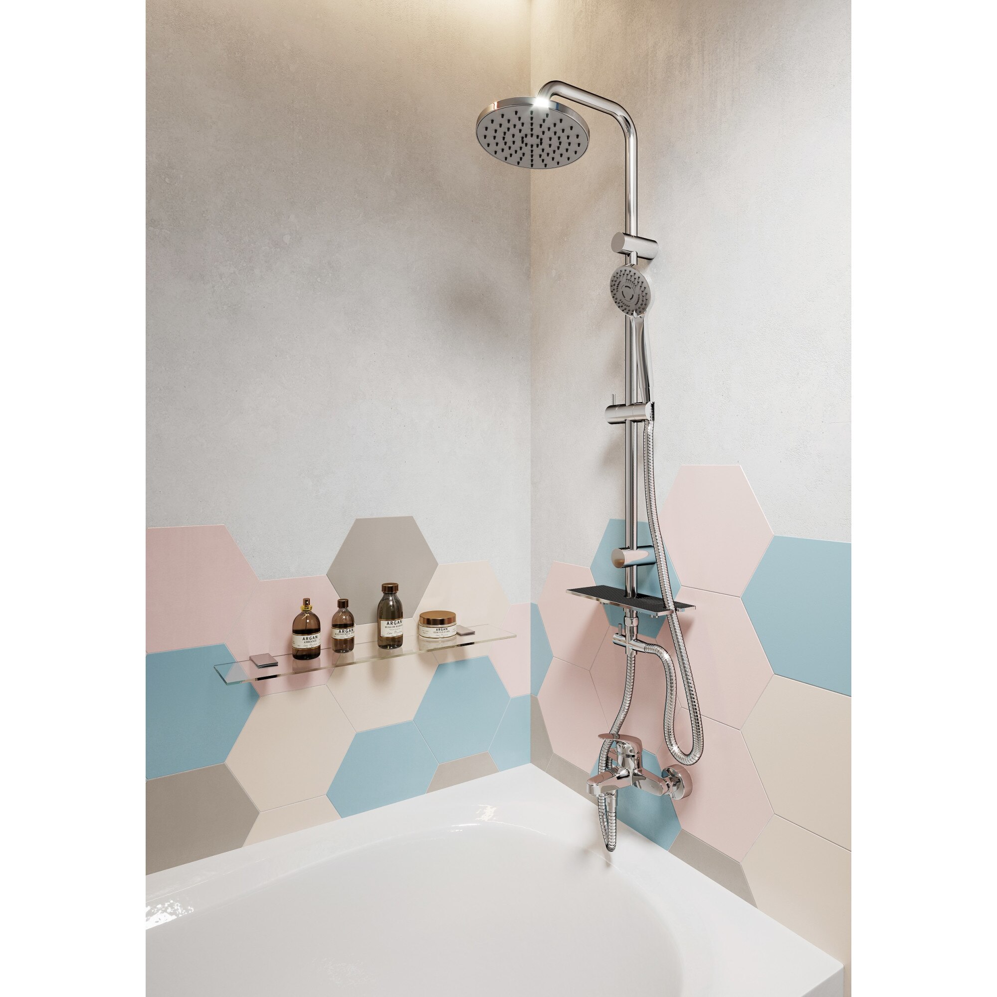 Set FERRO SQUARE & RONDO LUX 3in1 Baterie cada-dus + Baterie lavoar ...