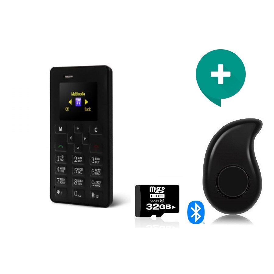 Комплект Ултра тънък мобилен телефон с цветен дисплей- AEKU M5 + SD ...