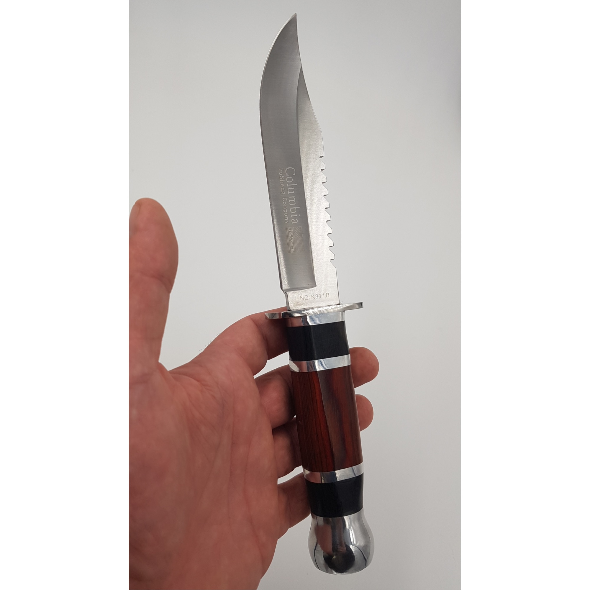 Cutit vanatoare Columbia 27 cm, maner imitatie lemn, husa, K311b - eMAG.ro