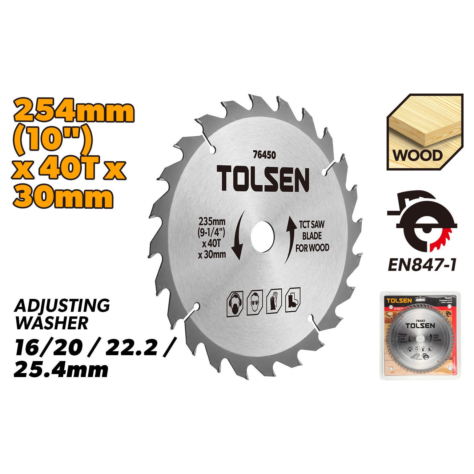Disc circular TOLSEN 254mm x 30mm x 40 dinti cu pastile vidia TCT ...