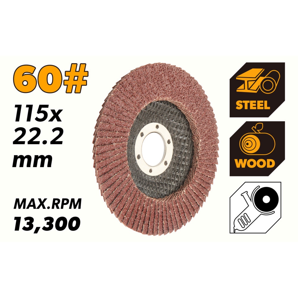 Disc abraziv lamelar din oxid de aluminiu (Intaritura din fibre), pentru metal si lemn, 115 mm ...
