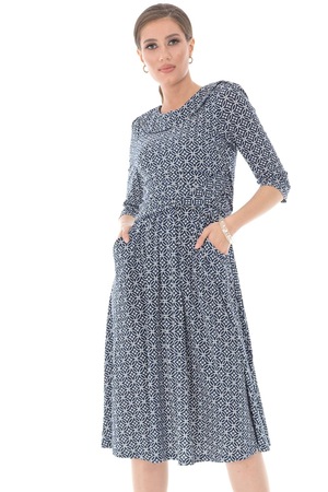 Rochie bleumatin, ROH, cu decolteu stil barcuta, 40 - eMAG.ro
