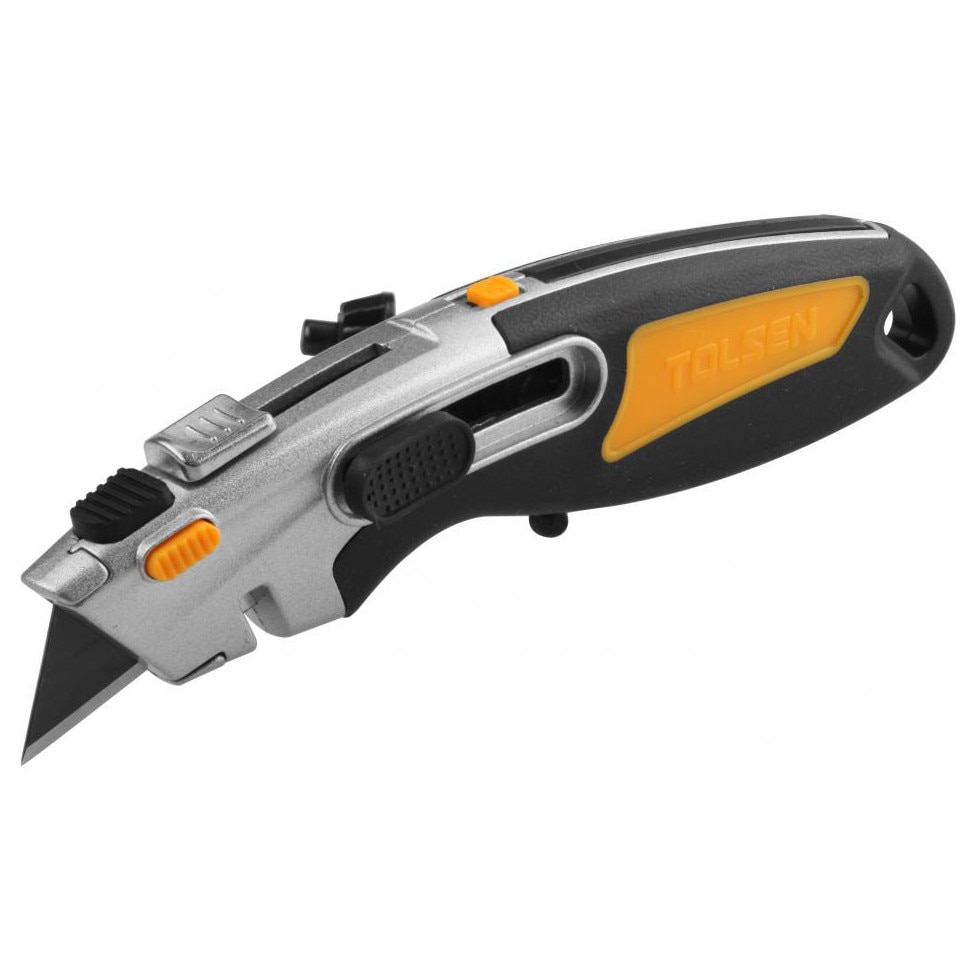Cutter utilitar TOLSEN cu dublu mecanism, corp zinc cu TPR, blocare si ...