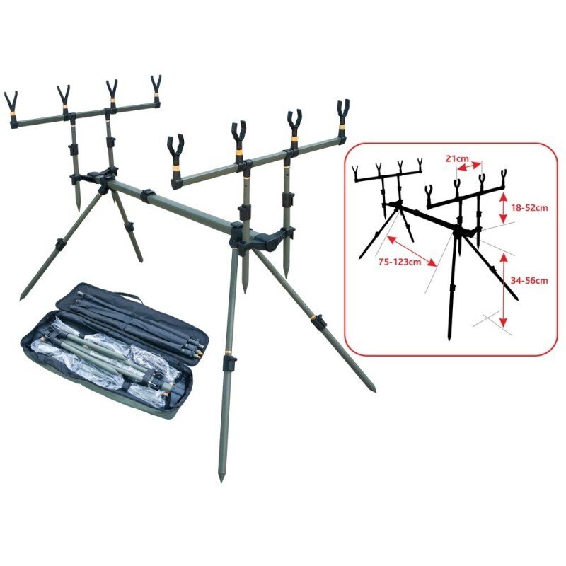 Rod Pod pentru 4 lansete Aluminiu Baracuda RPB4 cu 4 posturi - eMAG.ro