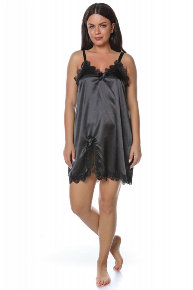 Set pijamale din satin Dalia, Negru, XL, 2 piese - eMAG.ro