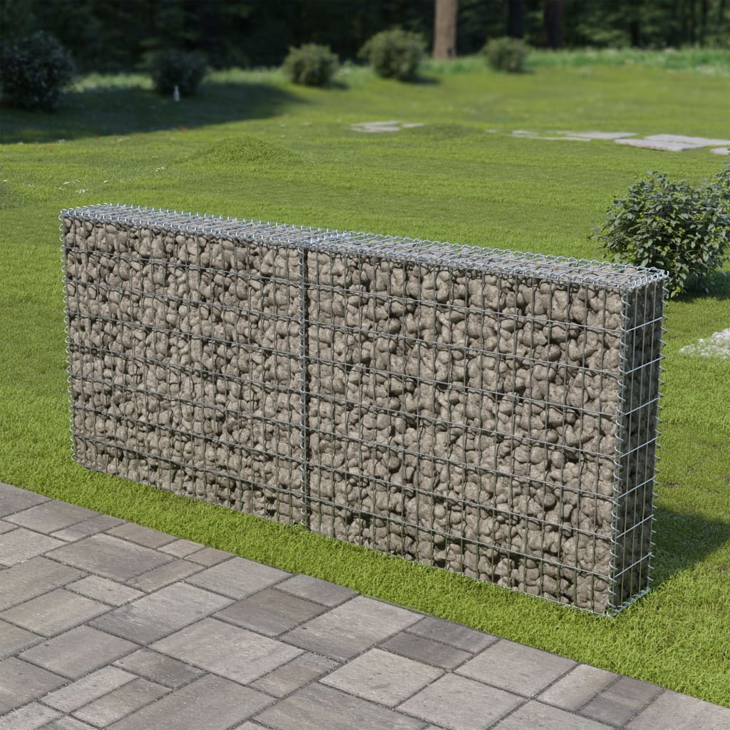 Gard tip gabion, vidaXL, Otel galvanizat, 200 x 20 x 85 cm, Argintiu ...