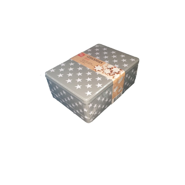 Set 3 cutii metalice, fursecuri, alimente, 3 in 1, 22x16x9 cm, 20x13x8 ...
