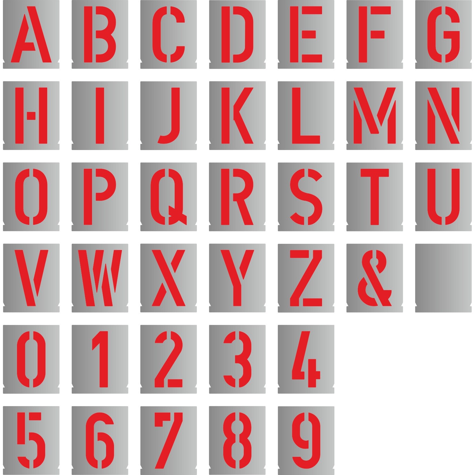 Set sabloane vopsire din metal zincat - font DIN 180mm - litere, cifre ...