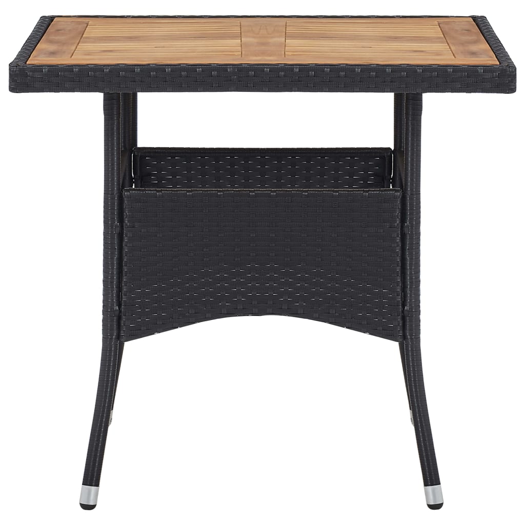 Masa de gradina/terasa, vidaXL, Ratan si lemn, 80 x 80 x 75 cm, Negru ...