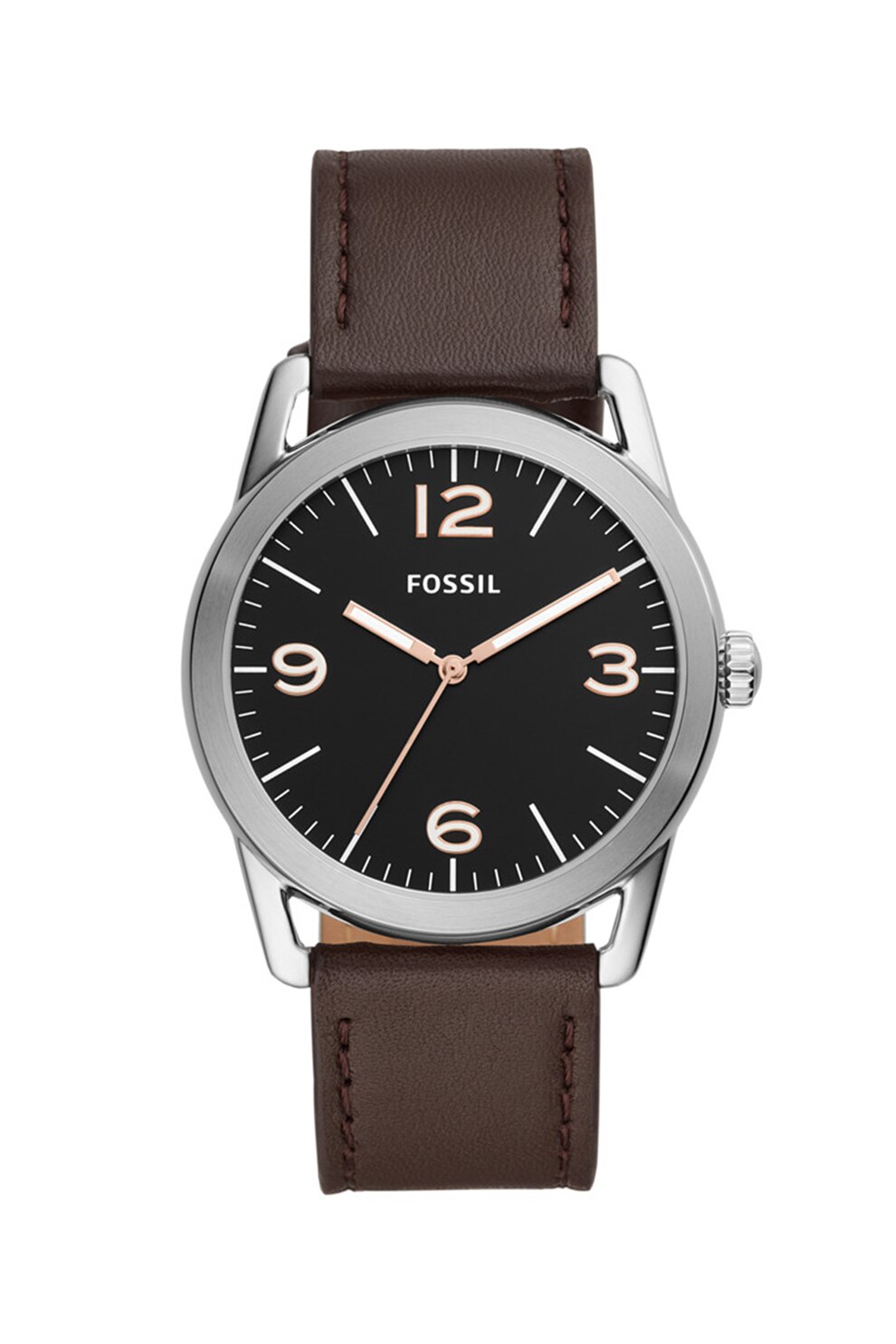 Fossil, Set de ceas cu o curea de piele si bratara cu aspect impletit ...
