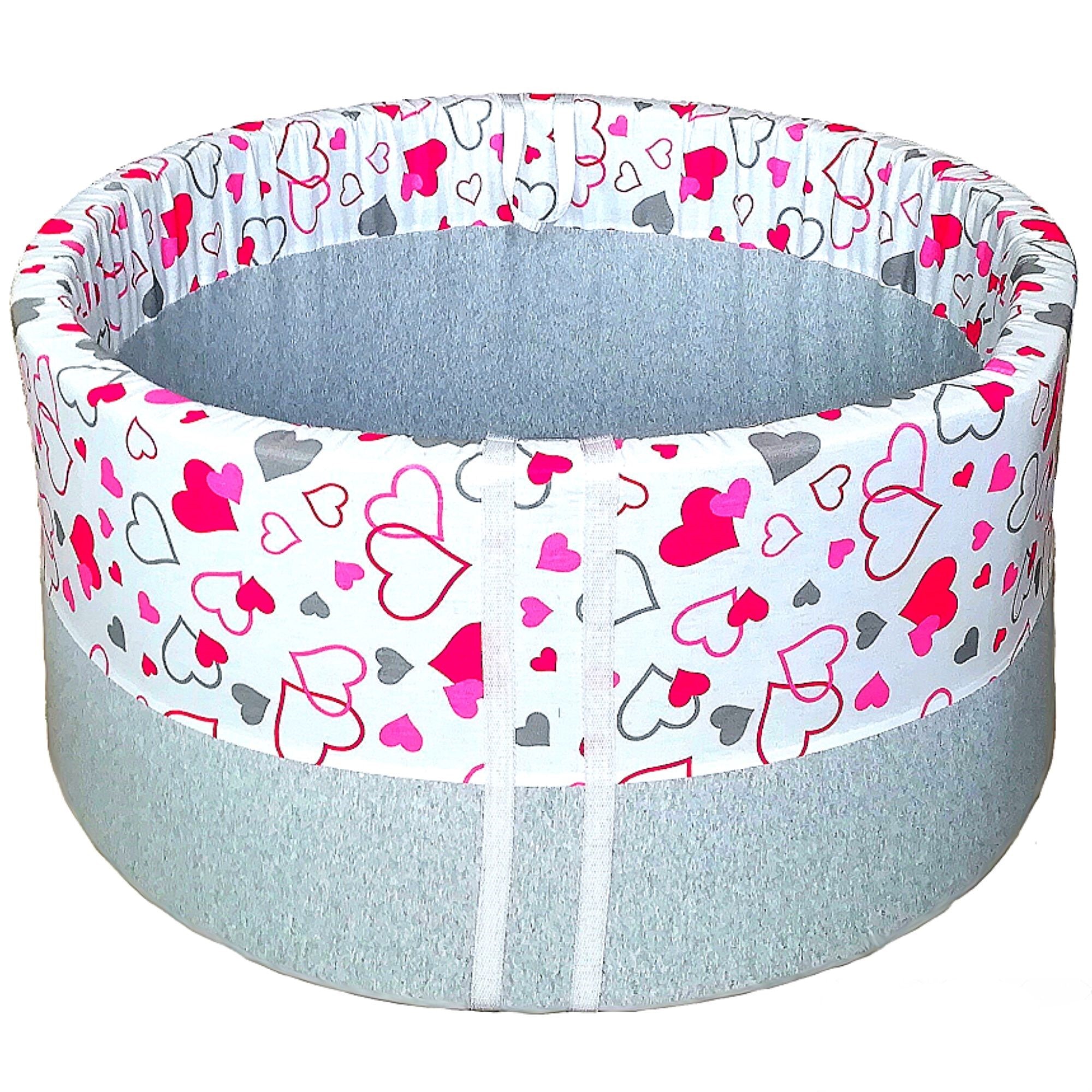 Piscina uscata BabyBall, 90x40 cm, inimi roz - 100% realizate manual ...