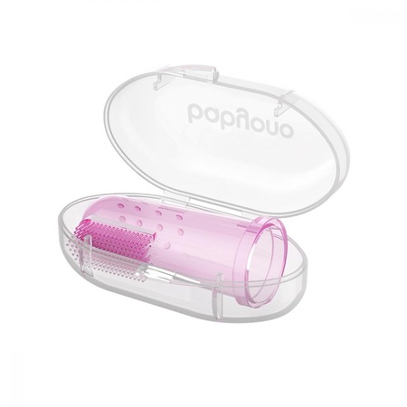 Degetar din silicon Baby Ono roz pentru masarea gingiilor - eMAG.ro