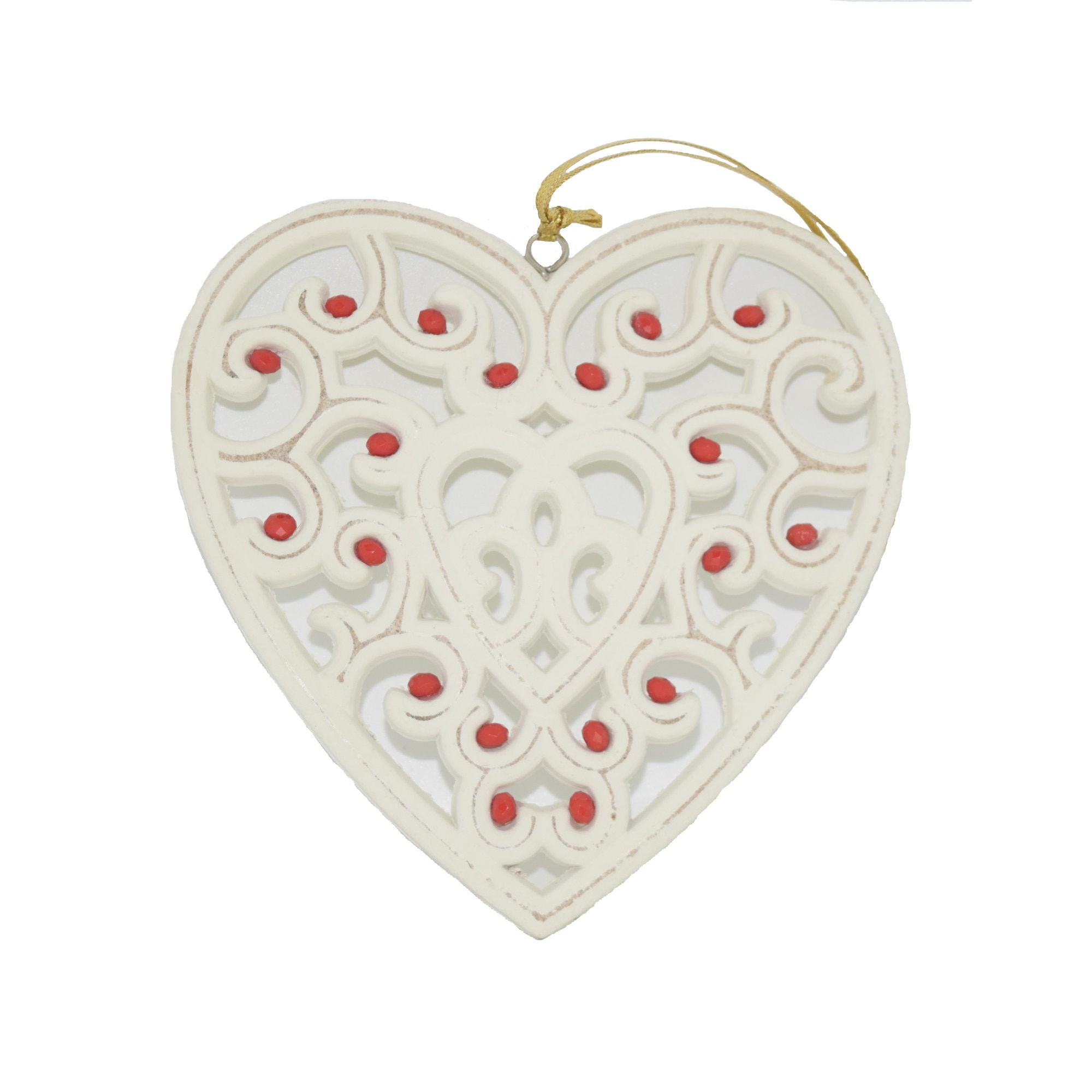 Decoratiune Craciun tip inimioara alba cu merisoare - eMAG.ro