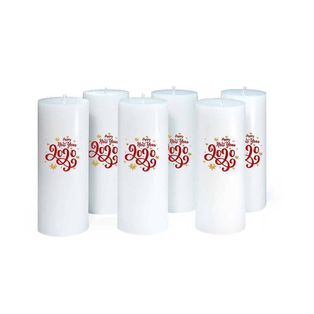 Set 6 lumanari GB Design, decorative, La multi ani, 5.5 x 12 cm, alb ...