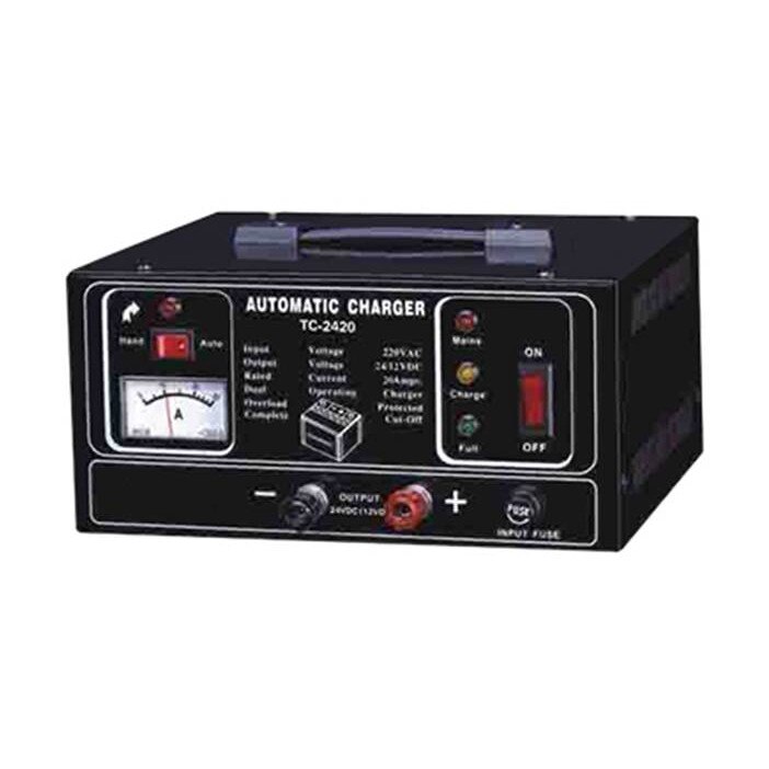 Мрежово комбинирано зарядно TC-2420 за оловни акумулатори с кабели 12V ...