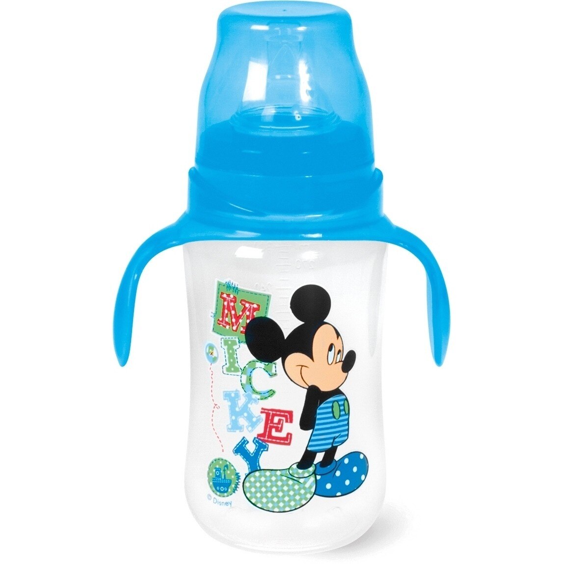 Biberon cu maner 300 ml Mickey, Lulabi, Albastru - eMAG.ro