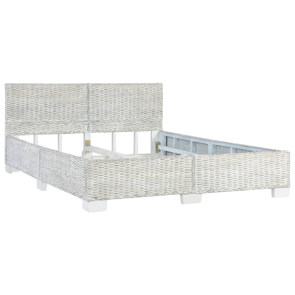 Cadru de pat vidaXL, gri, 140 x 200 cm, ratan natural, 35.8 kg 283091 ...