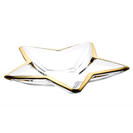 Platou forma stea VIDIVIL sticla temperata cant auriu 35xh5,5 - eMAG.ro