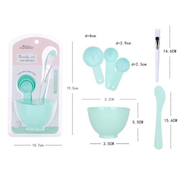 Kit 4 in 1 Lamiela pentru dozare, preparare si aplicare masca faciala ...