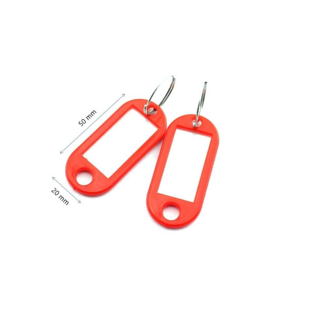 Set 100 Brelocuri cu Eticheta pentru Chei, 50x20 mm, Culoarea Rosu ...