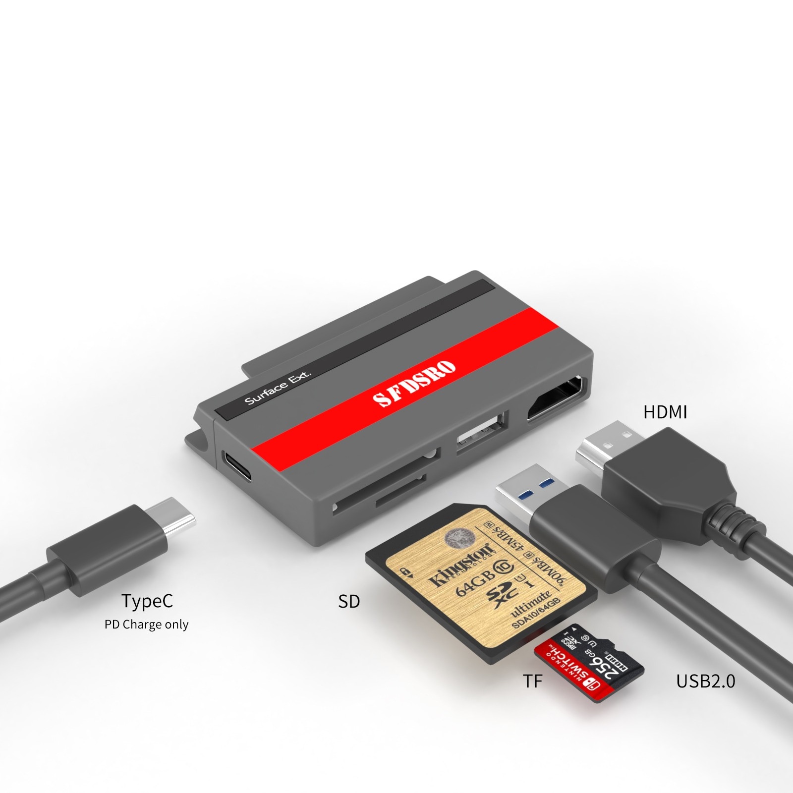 Adaptor Special USB Type C Pentru Microsoft Surface Go HDMI, USB, Micro ...