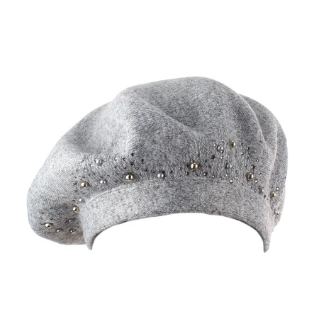 Basca dama casmir cu aplicatii si perle la baza, HL-108, gri deschis ...