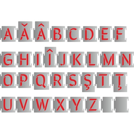 Set sabloane vopsire din metal zincat - font MSL23 60mm - litere - 33 ...