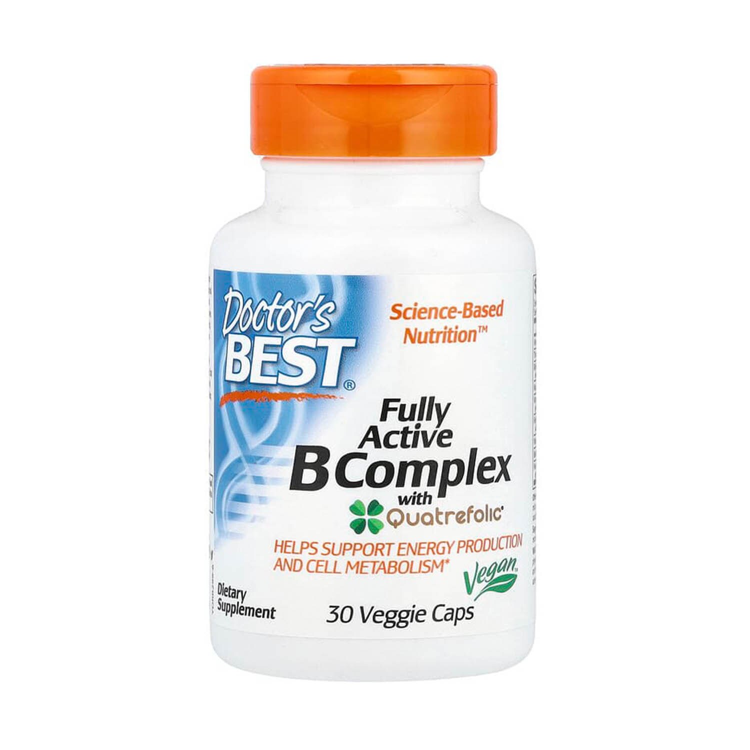 Fully Active B Complex with Quatrefolic, Doctor's Best, 30 capsule ...