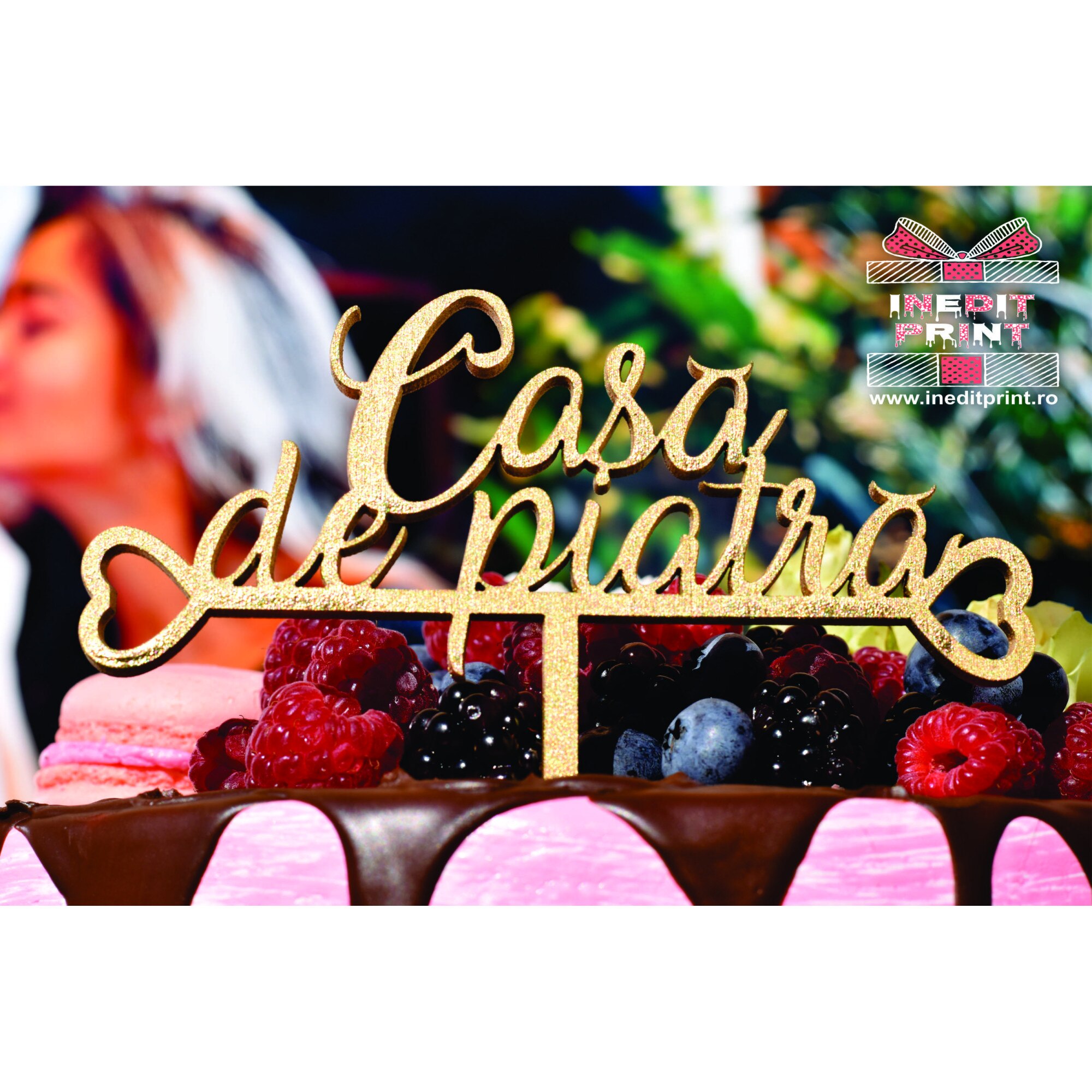 Topper tort Casa de piatra cu inimi, Inedit Print, Set 10 bucati - eMAG.ro