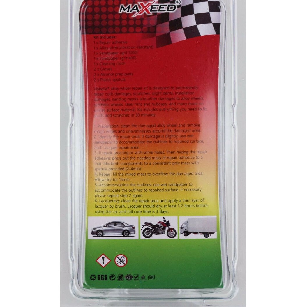 Ремонтен комплект за възстановяване на алуминиеви джанти MAXEED лепило ...