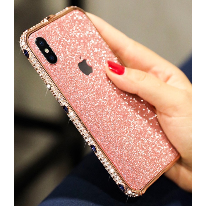 Bumper din metal cu strasuri si folie de protectie spate pentru Apple ...