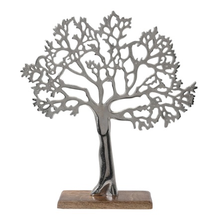 Decoratiune copac metalic, baza de lemn, 42 cm - eMAG.ro