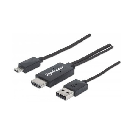 MHL HDTV кабел MANHATTAN 151511, Micro-USB 11-pin към HDMI, с USB Type ...