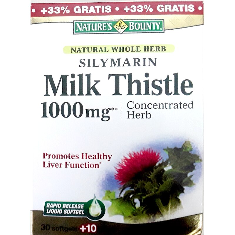 Silymarin Milk Thistle 1000mg, 30 capsule + 10 capsule cadou, Nature's ... Silymarin Milk Thistle 1000mg, 30 capsule + 10 capsule cadou, Nature's ...