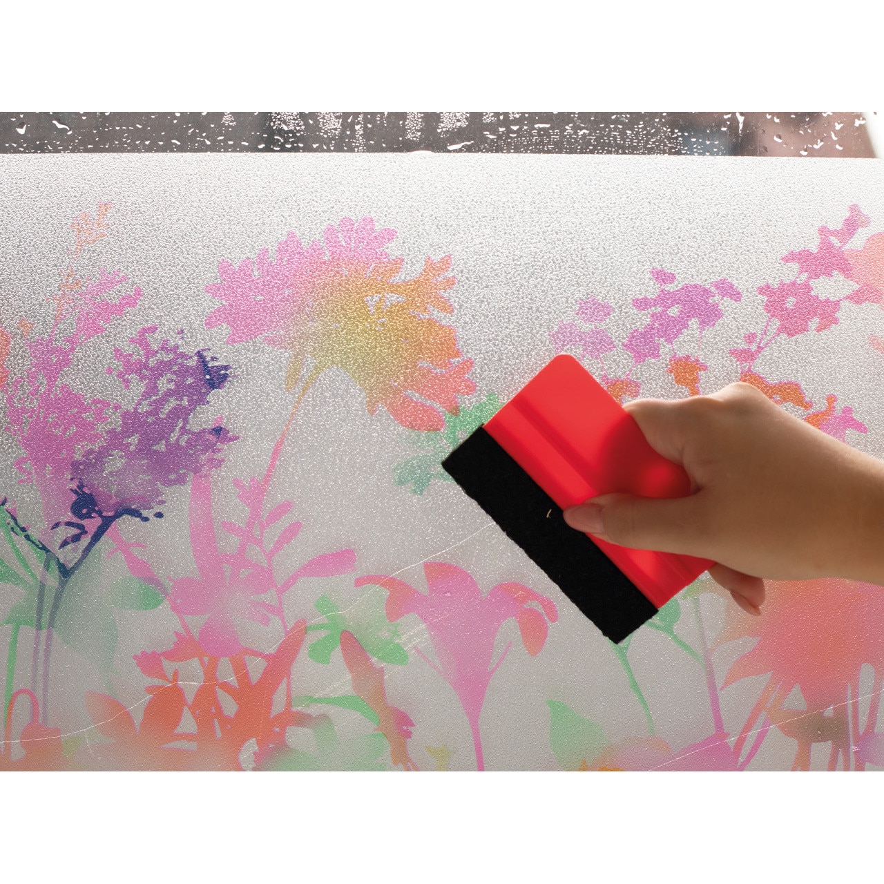 Autocolant static fara adeziv d-c-Fix, semitransparent, model floral ...