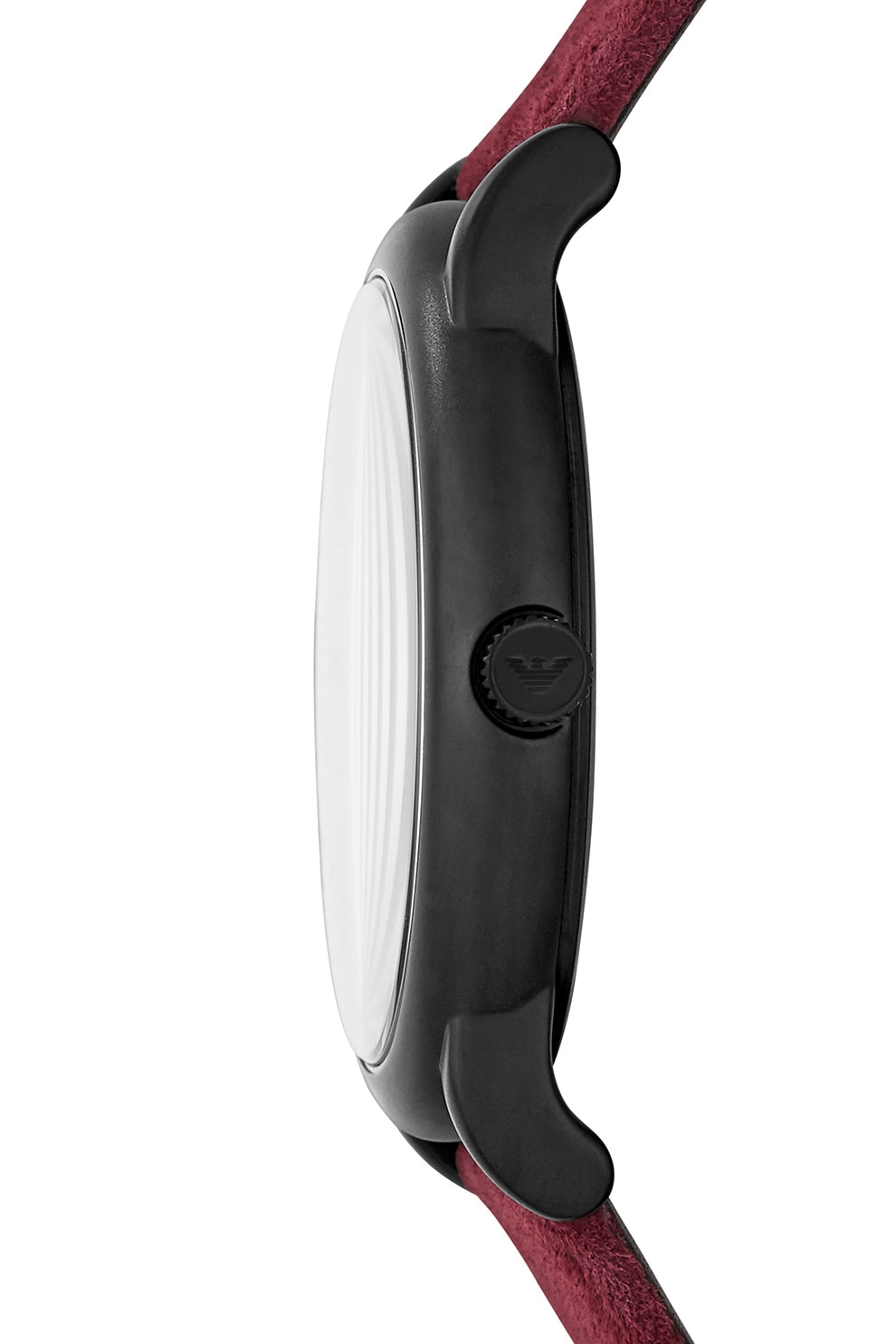 Emporio Armani, Часовник с кожена каишка, Тъмновиолетов - eMAG.bg