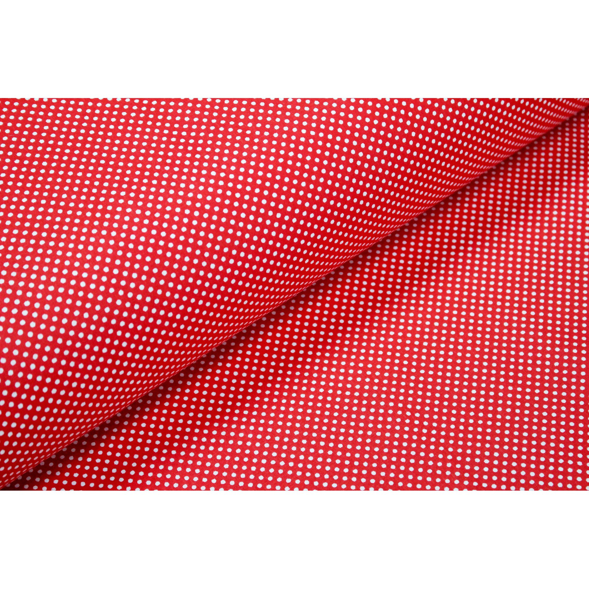 Material textil, Ranforce rosu cu buline albe, 100% bumbac, 240 x 100cm ...