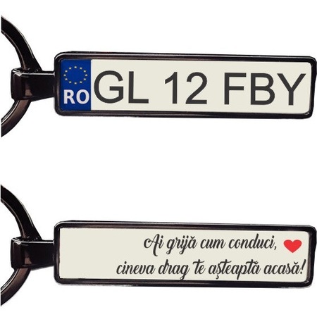 Breloc Personalizat Numar Auto si text - eMAG.ro