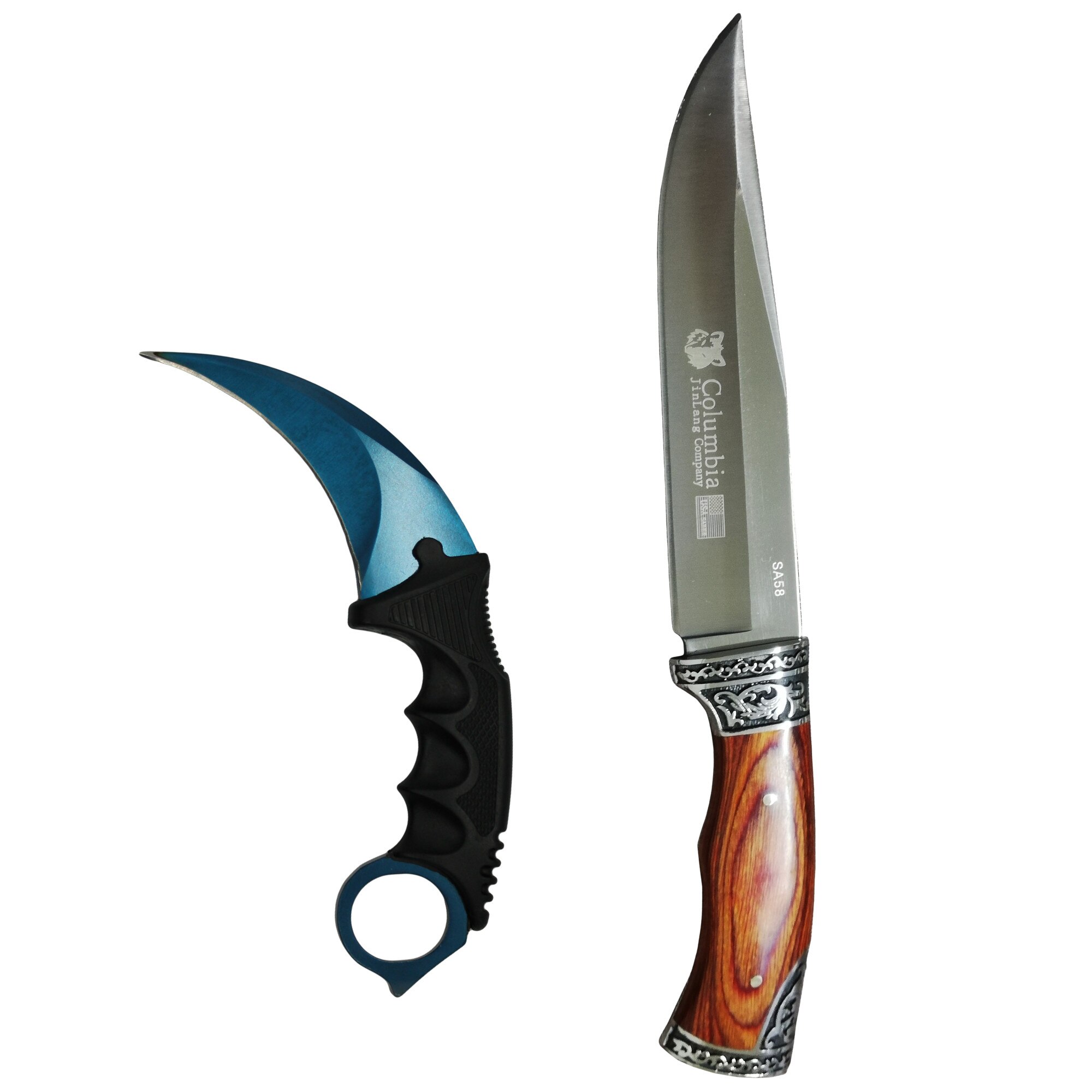 Set 2 cutite,Cutit de vanatoare si drumetii 31 cm cu model elegant pe ...