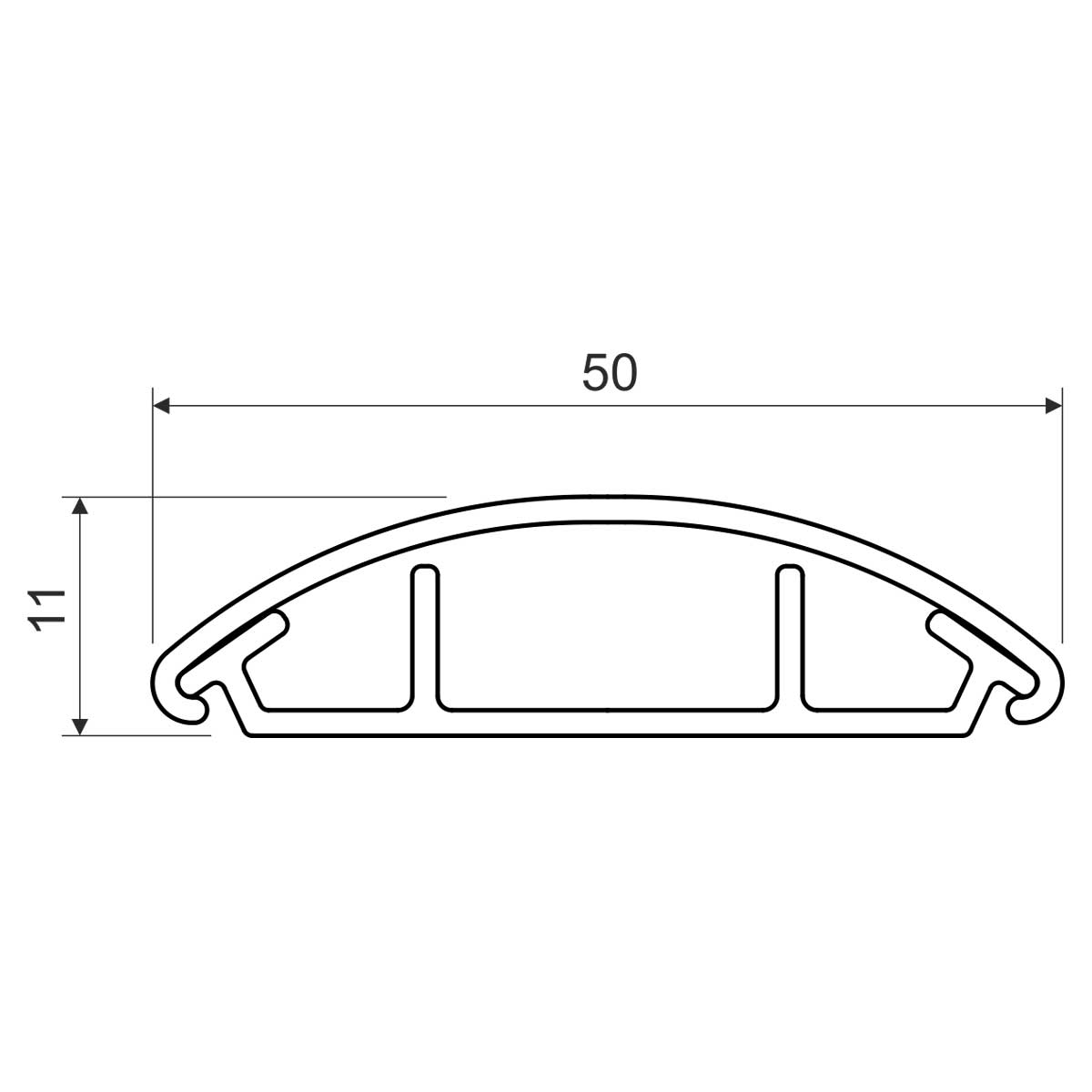 Canal cablu de pardoseala KOPOS, semirotund, gri inchis, 50x11mm, 2m ...
