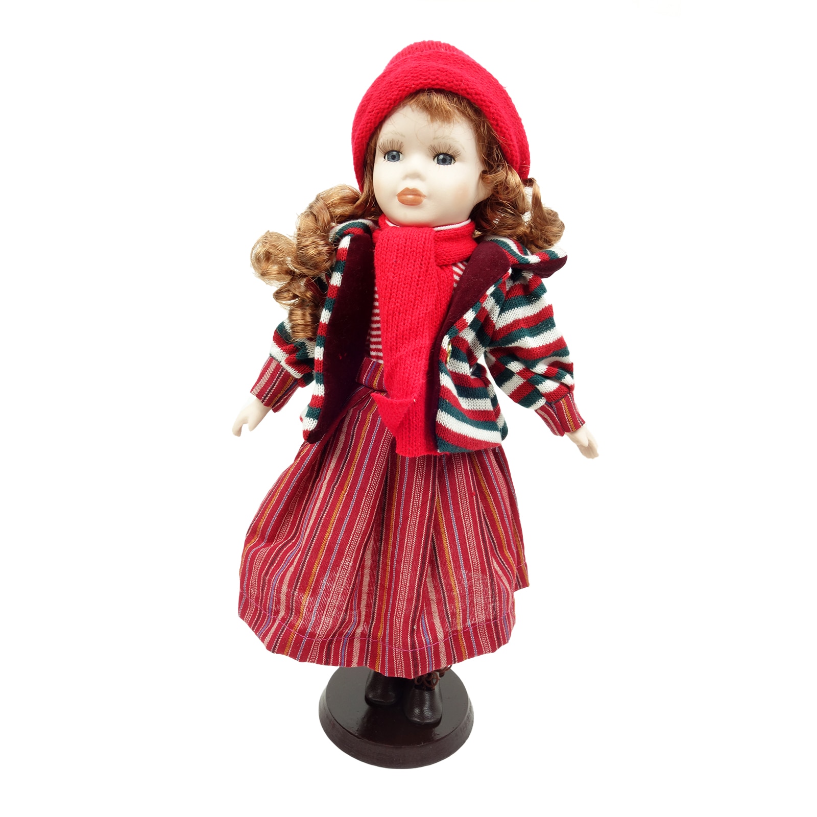 Papusa de colectie, Portelan, Tinuta Vintage, rosu, 40 cm - eMAG.ro